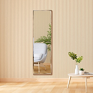PETAFLOP 14x48 Inch Full Length Mirror Wall Mounted and 4PCS 11x11 Inch Mirror Tiles