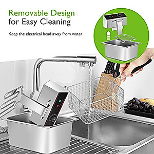 ARLIME Deep Fryer with Basket, 1700W Stainless Steel Electric Countertop Deep Fryer, 6.4 Quart Oil Container & Lid, Adjustable Temperature, Large Frying Machine Perfect for Chicken French Fries