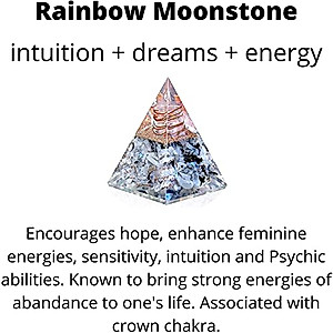 New Inspirational Orgonite Pyramid for Success | Rainbow Moonstone Orgone Pyramid for Anti-stress - Calmness – Growth – Strength – Healing Crystal Gemstone Pyramid