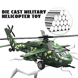 OTONOPI Military Helicopter Toy with Lights and Sounds, Die Cast Metal Airplane Pull Back Army Plane Toys for Kids Children Boys Girl