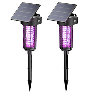Solar Bug Zapper Outdoor 2 Pack, Garden Mosquito Zapper Waterproof & Cordless & Rechargeable & Auto On/Off，Flying Insect Zapper Mosquito Killer Lamp Mosquito Catcher Decorative Light for Patio