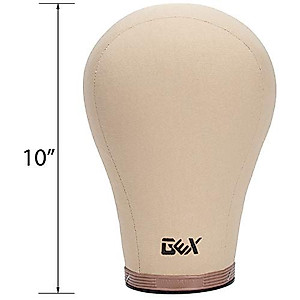 GEX 20"-24" Cork Canvas Block Head Mannequin Head Wig Display Styling Head With Mount Hole (Light Brown, 20")
