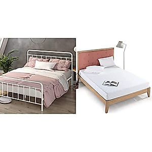 Zinus Florence Metal Platform Bed Frame, White, Twin & 8 Inch Gel-Infused Green Tea Memory Foam Mattress / Cooling Gel Foam / Pressure Relieving / CertiPUR-US Certified / Bed-in-a-Box, Twin