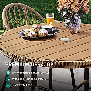 YITAHOME 5 Pieces Patio Dining Table Chair Set, Outdoor Table and Chairs with 4 Holders, Patio Furniture Set with Umbrella Hole, Outdoor Rattan Dining Table Set for Patio, Backyard, Balcony, Garden