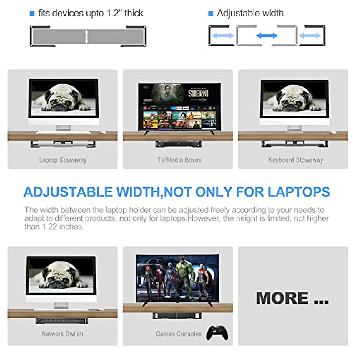 GOME Under Desk Laptop Mount Metal Bracket with Felt Board to Protect Your Laptop, Under Desk Laptop Tray Holder Desk Shelf with Screws to Enhanced Stability