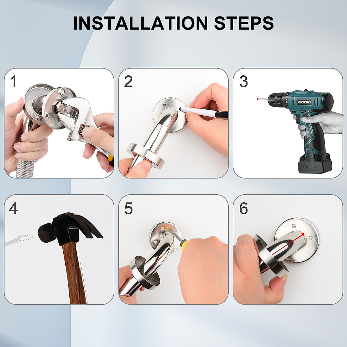 supregear Bathroom Grab Bar, 2 Pack Non-Slip Bathroom Safety Handle 12 in 304 Stainless Steel Bath Safety Grip Balance Grab Bar for Bathtub Toilet Kitchen Bedroom, Concealed Screw Wall Mounted