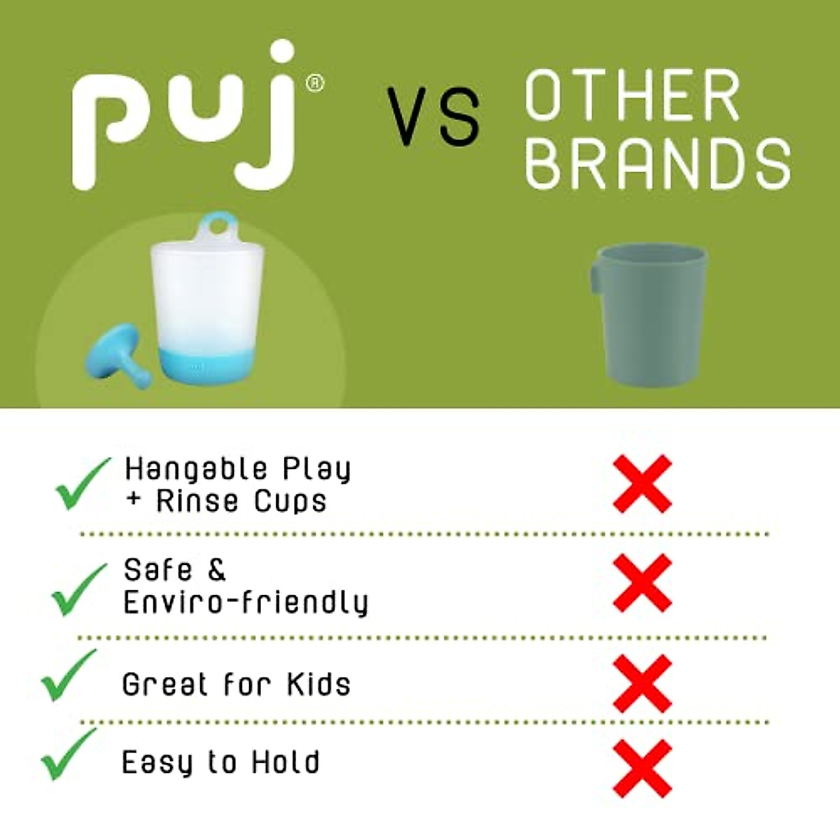 Puj - Phillip Cups, Hangable, Rinse-and-Play Reusable Plastic Cups, Highly Functional Fun Cups for Kids, Set of 4 Kids Cup with 4 Grippy Hooks - Frustration Free Packaging (MultiColor)