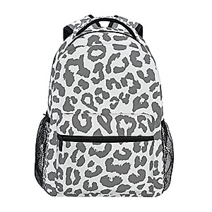 Nerxy Snow Leopard Backpack for School - Cheetah Spots School Backpack White White Grey Animal Skin School Bag Laptop Book Bag Fits 14 Inch Laptop Rucksack Daypack