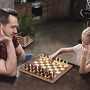 AMEROUS 17 x 17 Inches Wooden Chess Board Only, Professional Tournament Chess Board Large with Chess Rules/Gift Package, Chess Board Game for Kids, Adults