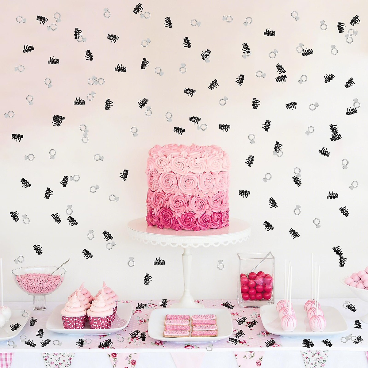 We're Engaged Confetti Glitter, Wedding Table Confetti, Engagement Paper Scatter,Bridal Shower Bride to Be Party Table Decorations Confetti, 120pcs