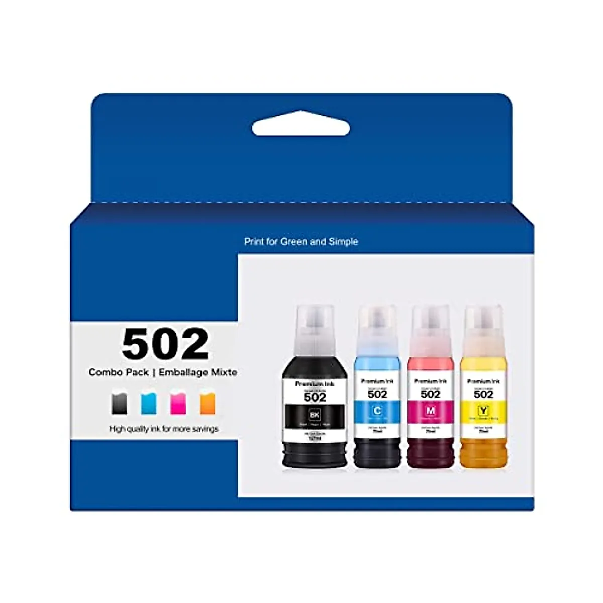 Hyliter T502 502 Ink Refill Bottles High Capacity for Ecotank ET2760 ET-4760 ET2720 ET-2750 ET-2850 ET-15000 ET-3850 ET-3750 ET-4850 ET-3830 Printer (4 Pack)