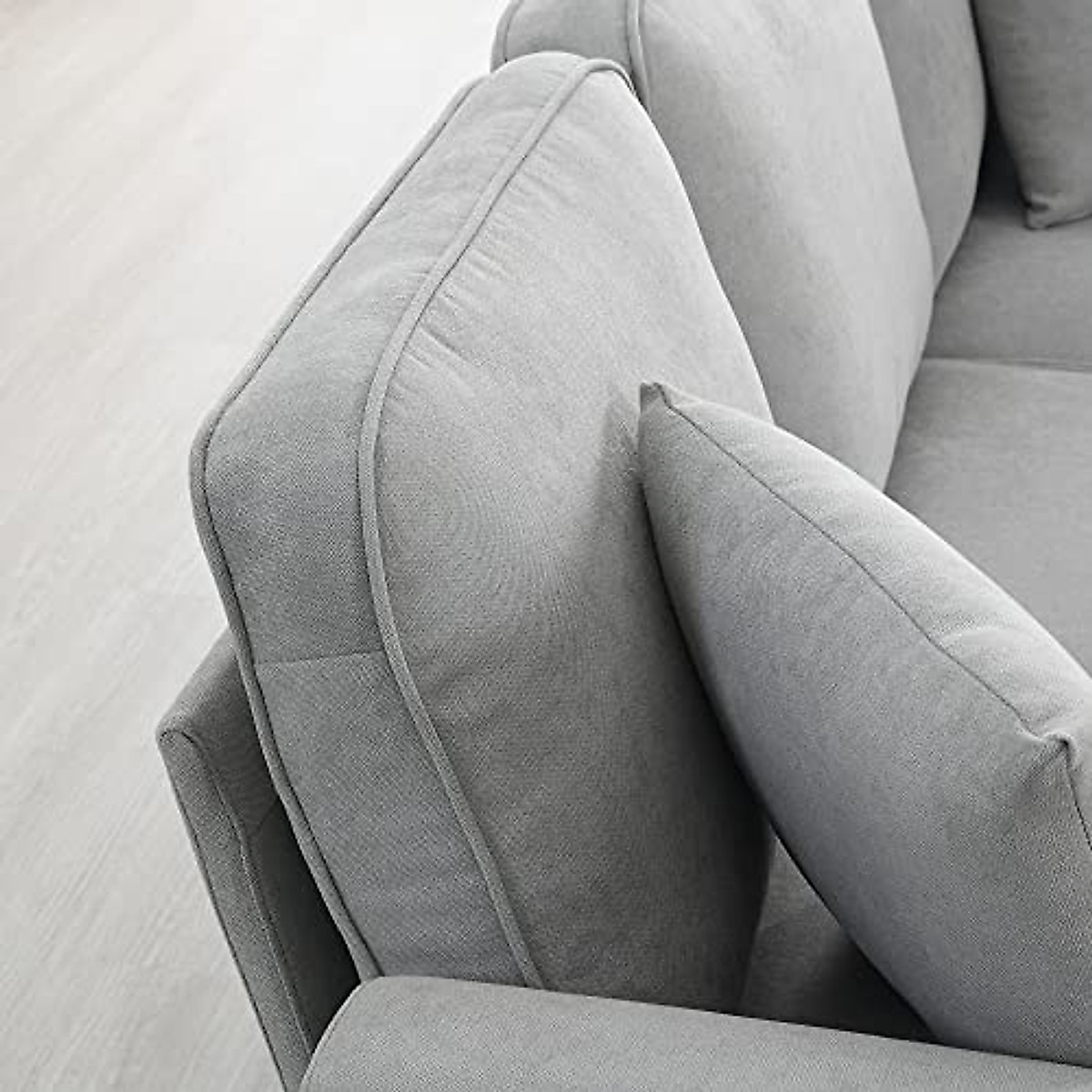 Lifeand Modern U-Shaped, 7 Seat Fabric Sectional Set with 3 Pillows Included Sofas, Light Grey