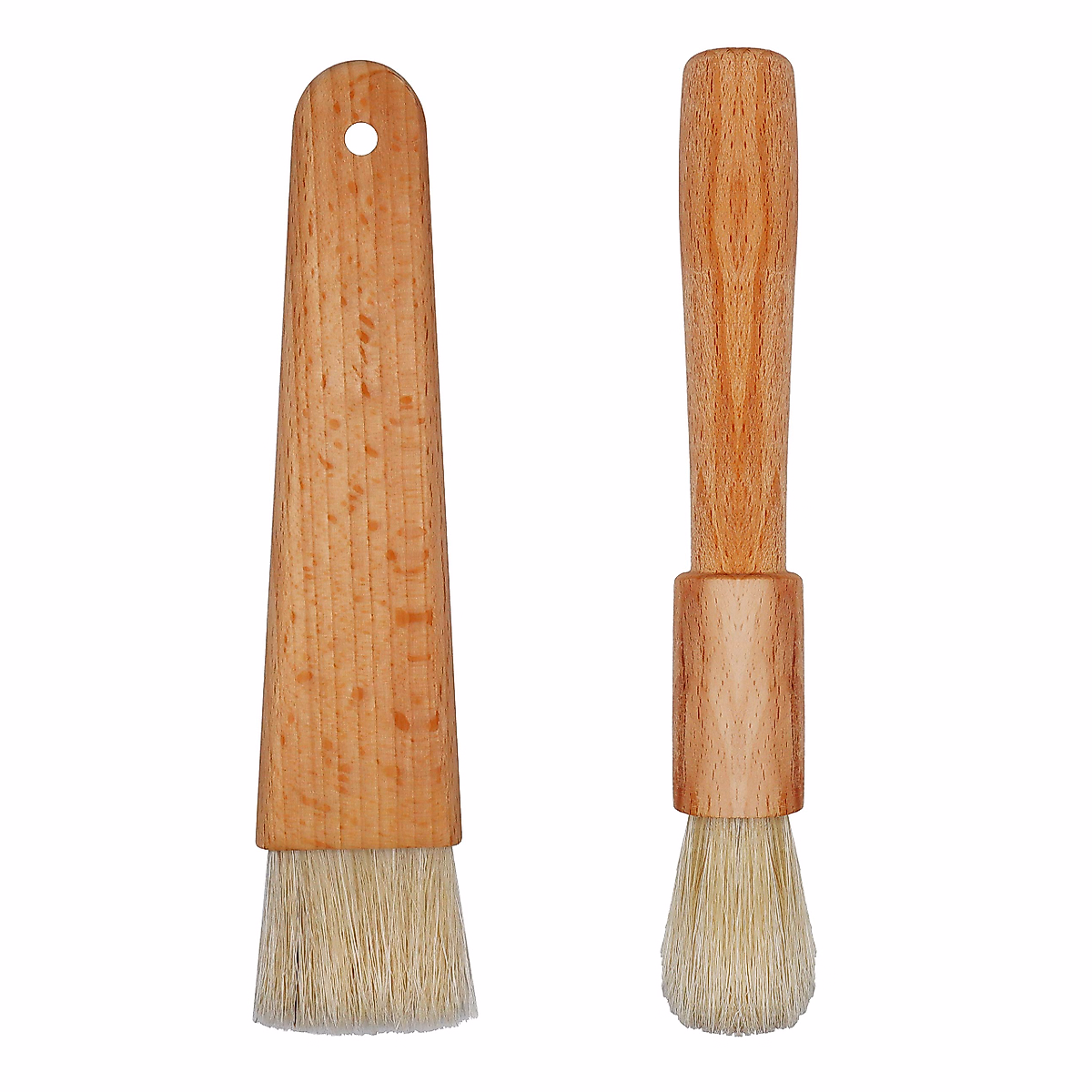 EIKS 2 Sets Natural Bristles with Wooden Handle Pastry Brushes for Basting Spreading Butter Oil Barbecue Baking Kitchen Cooking