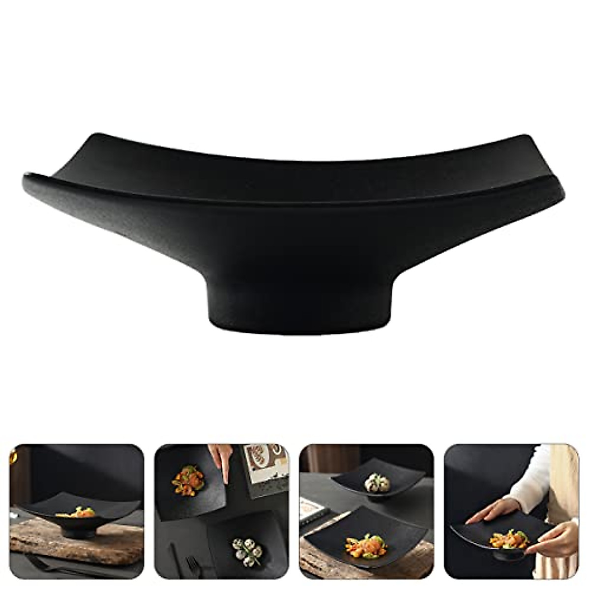 BESTonZON Square Dinner Plates, serving platters serving trays dessert plate Matte Black Serving
