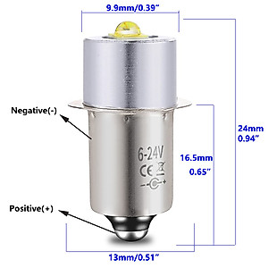 LudoPam Upgrade LED Flashlight Bulb,DC18V 12V 19.2V 6-24 Volt PR2 P13.5S LED Bulb Compatible for Ryobi Milwaukee Craftsman Torch Work Light
