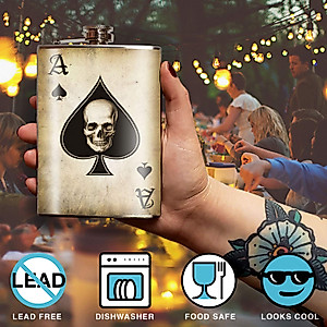 Trixie & Milo Stainless Steel Funny Flasks for Men - Perfect Gifts for Him, Groomsmen Gifts, Bar Accessories and Dad Gifts - Holds 8 oz. of Fluid-Ace of Spades