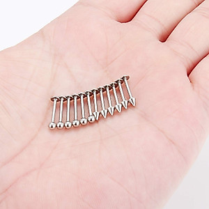 SCERRING 12PCS 16g Stainless Steel 3mm Balls & Spikes Labret Monroe Lip Tragus Cartilage Helix Earring Ring Body Piercing Jewelry 10mm - Silver