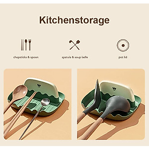 Ledudu A spoon rack for kitchen counter using for spatula spoon rack in kitchen kitchen utensils and Barbecue appliances and pot lid support water dripping protection,Green,17.2*15.5*7.8cm