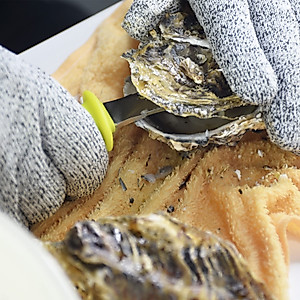 YIVCKOM Oyster Shucking Knife, Oyster Shucking Kit, Oyster Knife with Stainless Steel Blade and Non-slip Handle, Oyster Shucking Knife Set (2 Knives +2 Gloves)