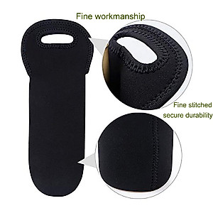 Eacolle Wine Carrier Tote Bag Set of 3 Neoprene Champagne Bottles Protective Travel Bag Beer Cans Water Bottle Holder for Safe Transportation(Black)