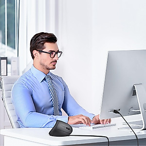 TECKNET Ergonomic Mouse, Rechargeable Vertical Ergo Mouse Wireless, Silent 2.4GHz 6 Buttons Optical Carpal Tunnel Mouse, 5 Adjustment Levels, Up to 4800DPI Wireless Mouse for Laptop, Desktop, PC