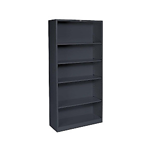 HON S72ABCS Metal Bookcase, Five-Shelf, 34-1/2w x 12-5/8d x 71h, Charcoal