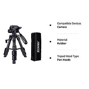 Mini Tripod for Camera,Zomei Travel Table Tripod with 3-Way Pan/Tilt Head 1/4 inches Quick Release Plate and Bag for DSLR Camera Tripod Carrying Bag