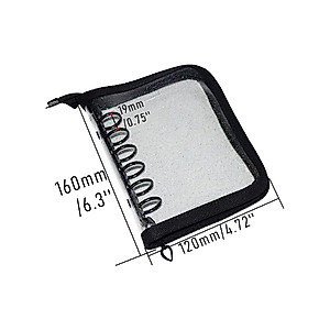 Clear A7 Binder Wallet Zipper Balck 6 Ring Glitter Budget Binders Loose Leaf Zip Up Binding Cover for Cash Envelopes System Photocard Album Journaling Planner (Black 4.5“x6)