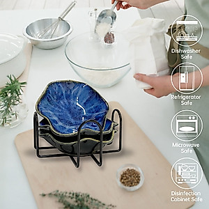 Spoon Rest for Stove Top with Holder 3pcs, TIGERMILLION Heat-Resistant Cooking Utensil Rest, Tea Spoon Rest, Ideal Gift For House Warming Gifts, Dishwasher Safe, Blue