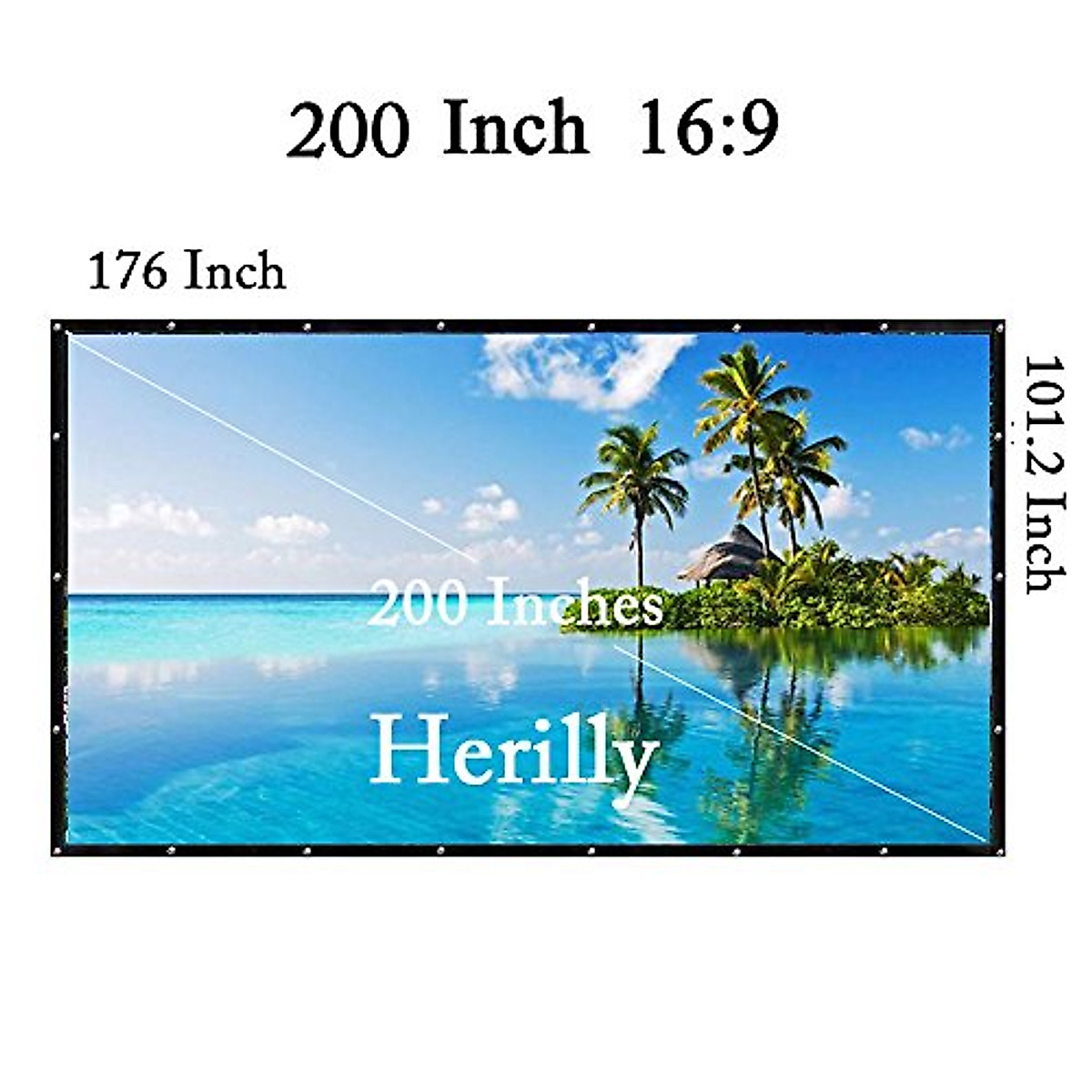 IGREAT 200 inch Portable Outdoor Projector Screen, 16:9 Folding HD Big Size Movie Screen for Home Theater Office Presentation