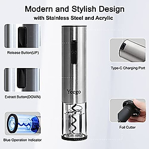 SELPONT Electric,Yeego Wine Chillers Bucket for 750ml Red & White Wine or Some Champagne,Stainless Steel Single Bottle Iceless Wine Cooler,Kitchen Bar RV Wine Accessory,Gift for Wine Lovers