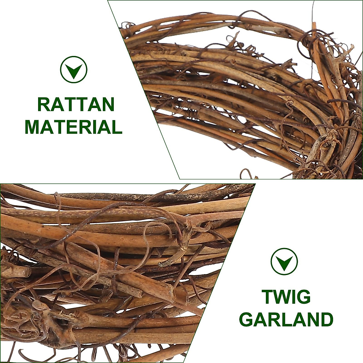 Grapevine Wreath Natural Vine Branch Decorative Wooden Twig Garland for DIY Crafts Home Wedding Holiday Party Decor