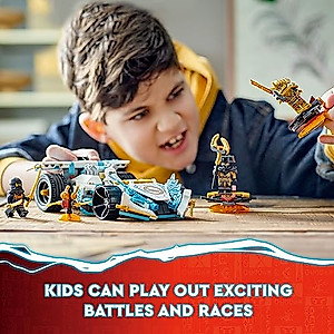 LEGO NINJAGO Zane’s Dragon Power Spinjitzu Race Car 71791 Building Toy Set, Features a Ninja Car, 2 Hover Flyers, Dragon Toy, and 4 Minifigures, Gift for Kids Aged 7+