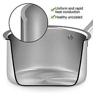 HOXHA Sauce Pot, 1.5 Quart Nonstick Saucepan,304 Stainless Steel Saucepan with Lid, Universal Milk Pot, Multipurpose Pot for Kitchen Home Restaurant