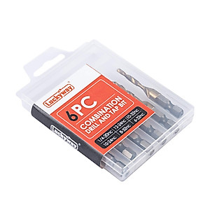 Luckyway 7-Piece Combination Drill and Tap Bits with Quick-Change Adapter, 3-in-1 Titanium Coated Screw Tapping Bit Tool for Drilling, Tapping, Countersinking