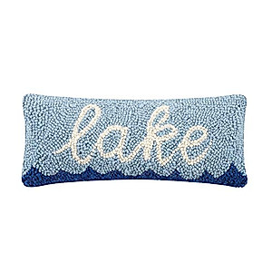 Peking Handicraft 30TG445C05OB Blown Filled Hook Throw Pillow, 12-inch Length, Wool and Cotton (Lake)
