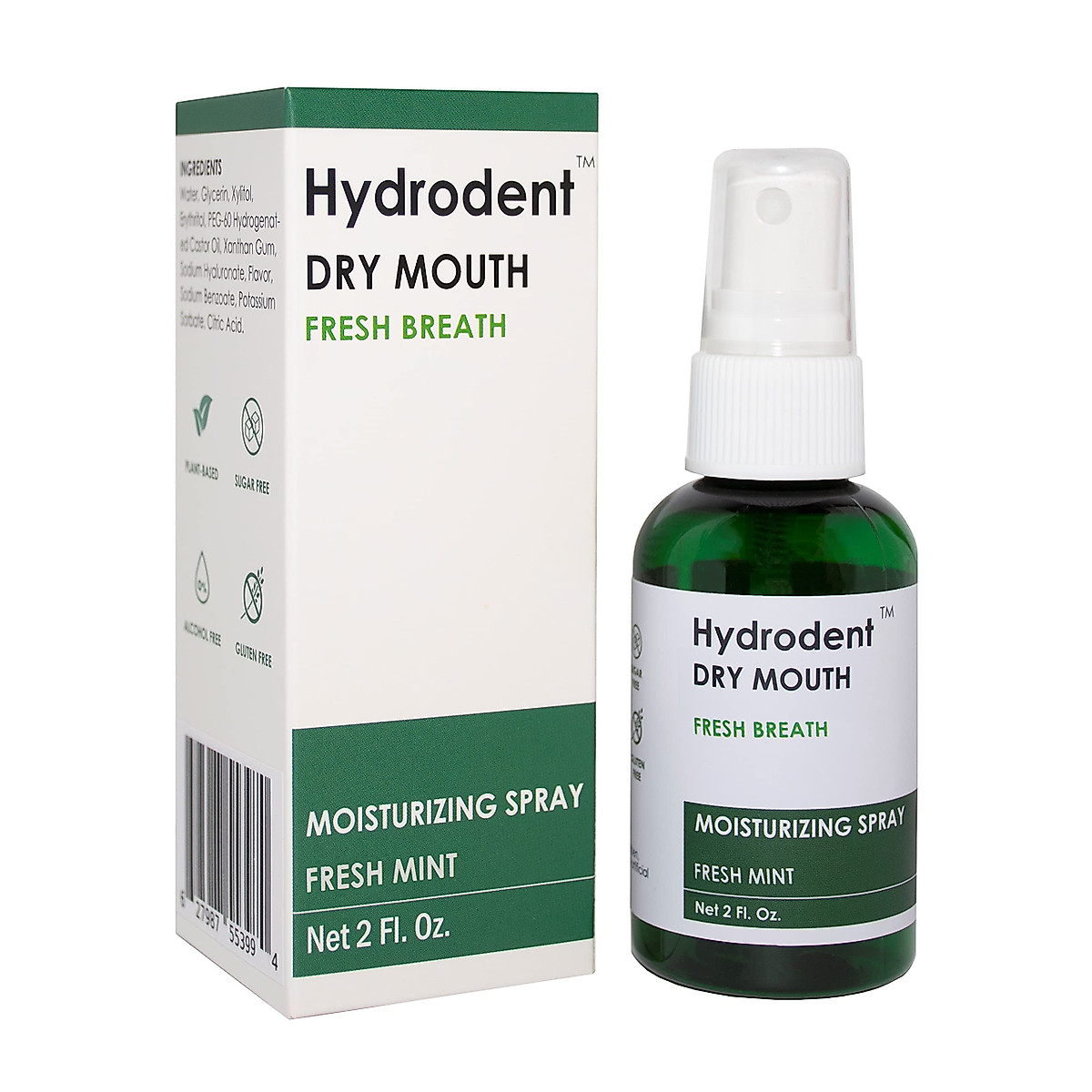 Hydrodent Fresh Breath Dry mouth Moisturizing Spray, Fresh Mint, Natural, 2 oz