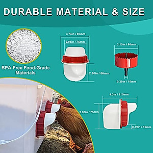 ZenxyHoC Chicken Feeders No Waste, DIY Automatic Poultry Feeder 4 Ports 1 Hole Saw with Covers Gravity Feed Kit for Buckets Barrels Bins Troughs