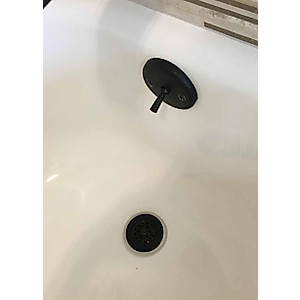 Trip Lever Trim kit for Bathtub Drain Stopper with Bath tub Overflow Cover Two Hole faceplate Replacement Strainer and Screw Matte Black