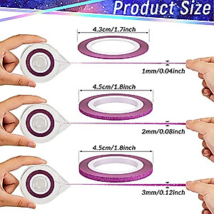 69 Rolls Line Striping Tape for Tumblers Making Holographic Pinstripe Decals for Tumblers Self Adhesive Tape with Dispenser Case for DIY Tumblers Nail Decoration Crafts (Gitter, 1 mm, 2 mm,3 mm)