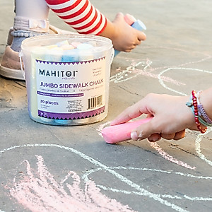MAHITOI Washable Jumbo Sidewalk Chalk – Non-Toxic Multicolor Chalk for Kids, Outdoor Fun, Easy-to-Grip Sticks – Toddler Art Supplies (Pack of 20)