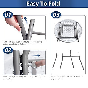 32in Cocktail Table White High Top Folding Table, Portable Bar Height Folding Table Round with Removable Legs, Indoor Outdoor Banquet Table for Parties, Commercial, Speech, School - 2PCS