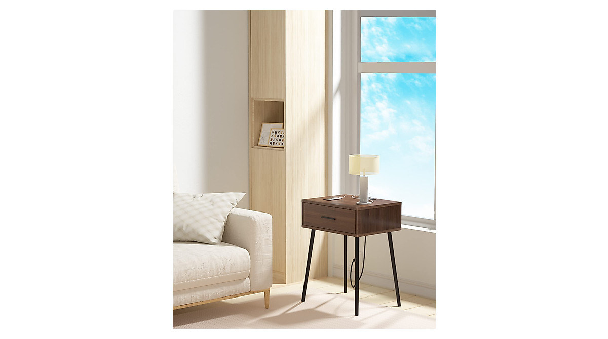 HAIOOU Mid Century Nightstand Set with Charging Station