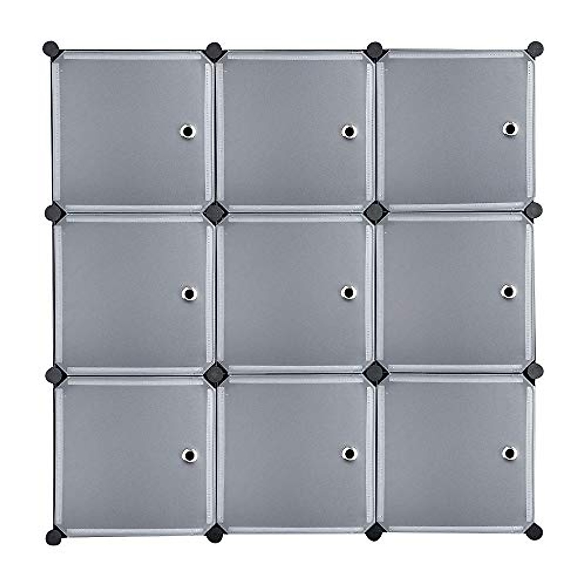 VINGLI Cube Storage, 9 Cubes Organizer Shelves Plastic Closet Cabinet, DIY Modular Storage Cube Organizer w/White Doors for Bedroom Living Room Office, Black