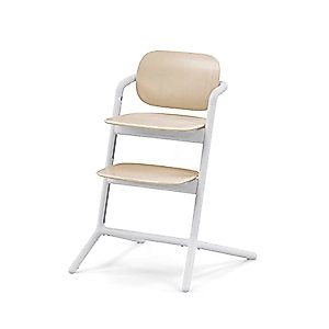 CYBEX LEMO 2 High Chair System, Grows with Child up to 209 lbs, One-Hand Height and Depth Adjustment, Anti-Tip Wheels Safety Feature - Sand White
