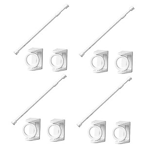 Zerodeko 4 Sets Telescopic Clothes Rail Drapery Hooks Clothes Hanger Hooks Telescoping Curtain Rod Brackets for Shelves Shower Curtain Rod Telescoping Pole Small Tension Rod Extending Pole
