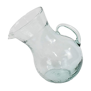 Clear Glass Tilted Hand Blown Water Pitcher Vintage Style Beverage Serving