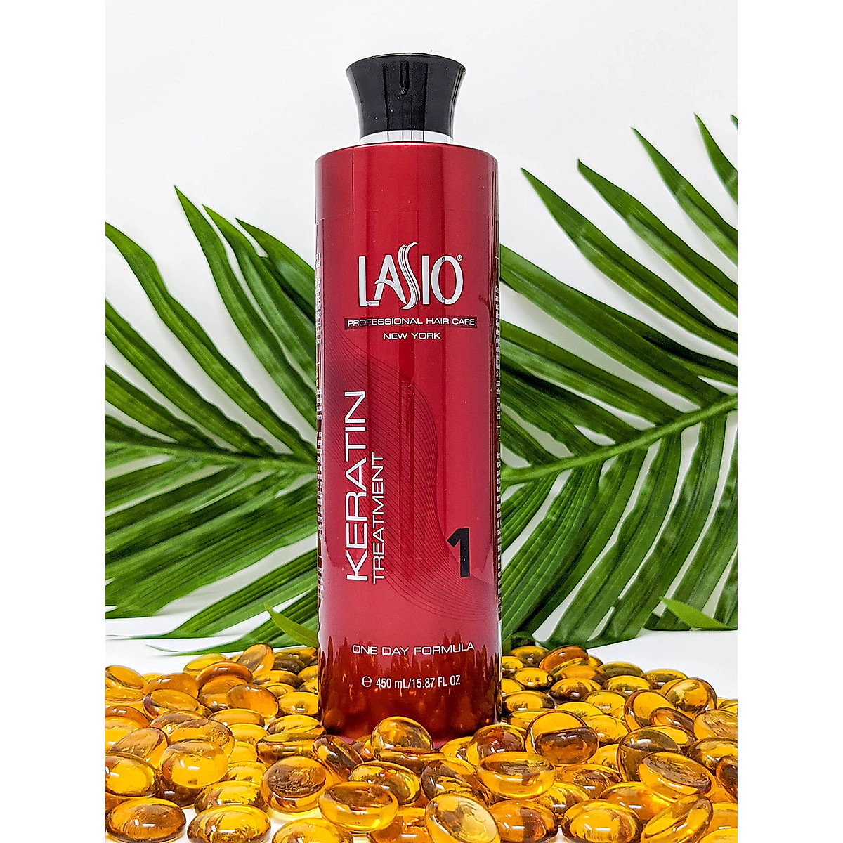 Lasio Keratin Treatment One Day Formula – Infused with Amber Extract – Lightweight Conditioner – Frizz Free – Reduce 90% Curls Quickly – Fume Free – Professional Salon Level Grade – 35.27 Fl. Oz