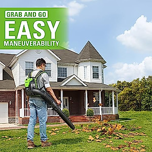 Greenworks 40V (165 MPH / 660 CFM / 75+ Compatible Tools) Cordless Brushless Backpack Leaf Blower, 8.0Ah Battery and Charger Included, Green