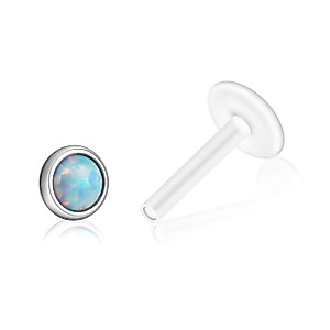 PiercingJ 8-10pcs 16G Stainless Steel + UV Flexible Acrylic Opal Crystal Tragus Retainer Flexible Acrylic Lip Ring Labret Monroe Studs Tragus Helix Cartilage Barbell Earrings
